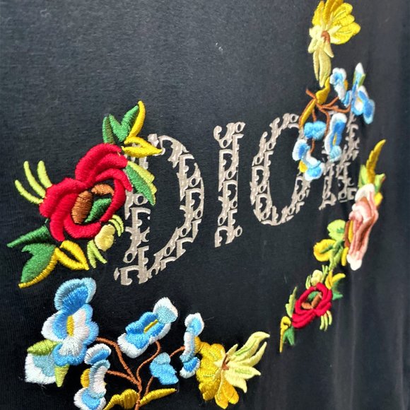 Dior | Tops | Christian Dior Black Women Floral Embroidery M | Poshmark